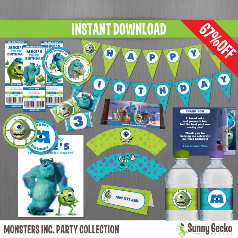 Disney Monsters Inc. Birthday Party Collection - Instant Download and ...